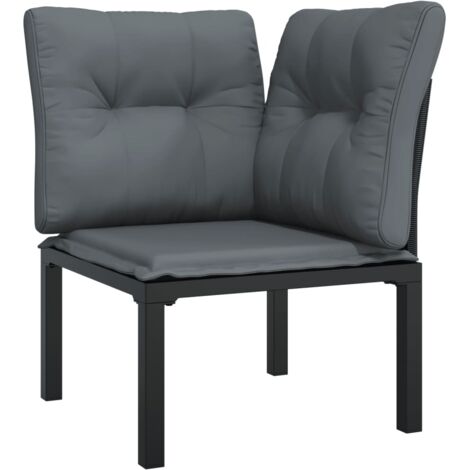Chaise d'angle salon de jardin 8 pcs résine tressée noire et grise ...