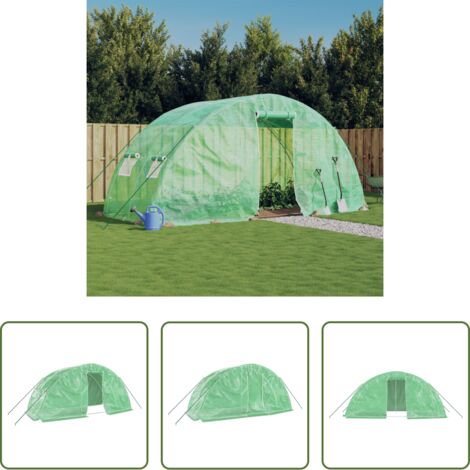 Serre de jardin tunnel vidaXL verte avec armature en acier 10 m² 5x2m ...