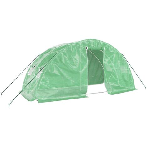 Serre de jardin tunnel vidaXL verte avec armature en acier 10 m² 5x2m ...
