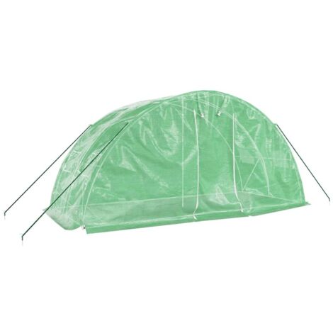 Serre de jardin tunnel vidaXL verte avec armature en acier 10 m² 5x2m ...