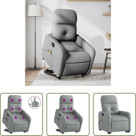 Fauteuil de massage inclinable tissu gris clair avec levage électrique ...