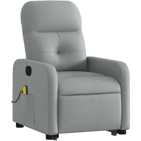 Fauteuil de massage inclinable tissu gris clair avec levage électrique ...