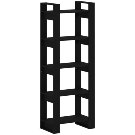 Séparateur de pièce en bois massif noir étagère 5 niveaux ...