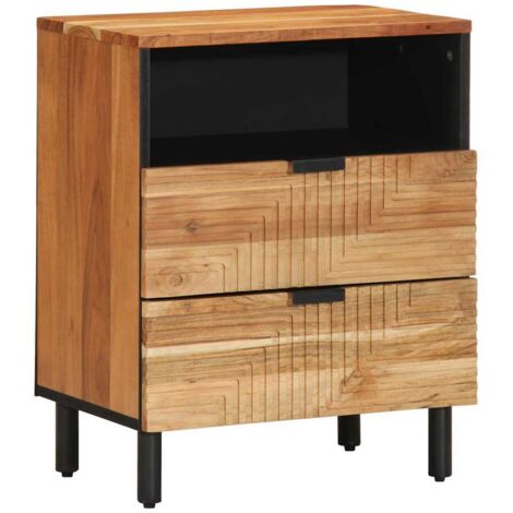 Table de chevet en bois d'acacia massif marron pour deco de chambre ...