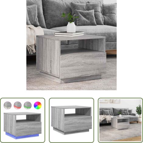 Table basse avec lumieres LED design elegant gris sonoma de salon ...