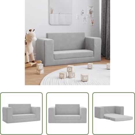 Canapé-lit enfants 2 places en peluche douce fauteuil convertible ...