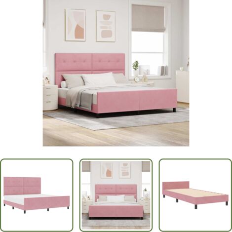 Lit contre le mal de dos 180x200 cm rose velours avec sommier ressorts ...