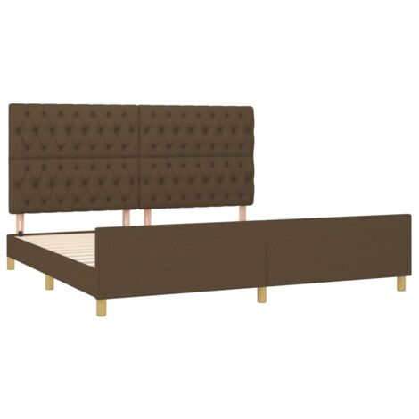 Cadre de lit robuste anti-grincement en tissu marron avec sommier ...