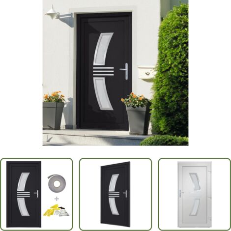 vidaXL Design - Porte d'entrée anthracite 98x208 cm PVC