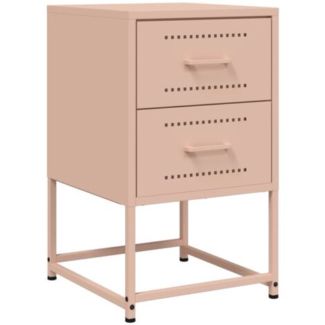 Petite table de chevet en acier rose vidaXL meuble de nuit robuste ...