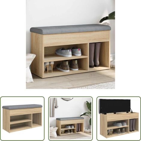 Rangement chaussures banc en chêne sonoma de dimensions 82x32x45,5 cm ...