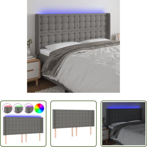 Tête de lit tissu gris foncé avec éclairage LED réglable lit 180 cm ...