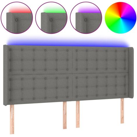 Tête de lit tissu gris foncé avec éclairage LED réglable lit 180 cm ...
