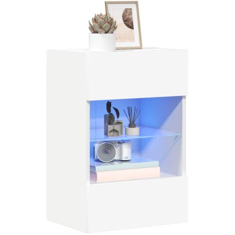Meuble TV suspendu avec LED étagère murale blanche salon lot de 2 ...