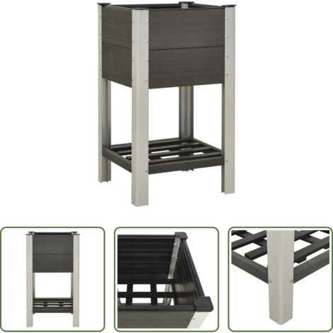 Lit surélevé de jardin WPC gris 50x50x90 cm avec étagère pratique ...