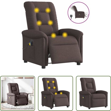 Fauteuil inclinable de massage électrique tissu marron pour salon cosy ...