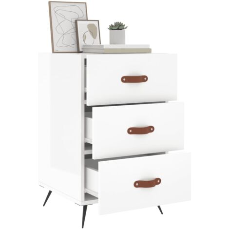 Table de chevet design blanc laqué meuble de nuit avec tiroirs chambre ...