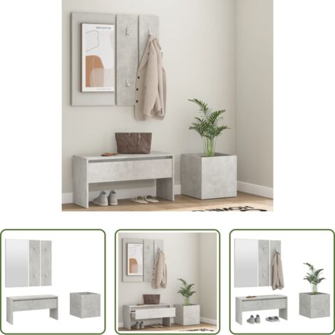 Rangement de couloir design gris béton ensemble de meubles gain de ...