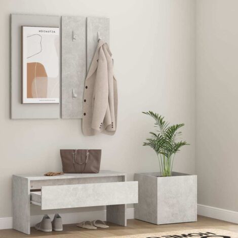 Rangement de couloir design gris béton ensemble de meubles gain de ...