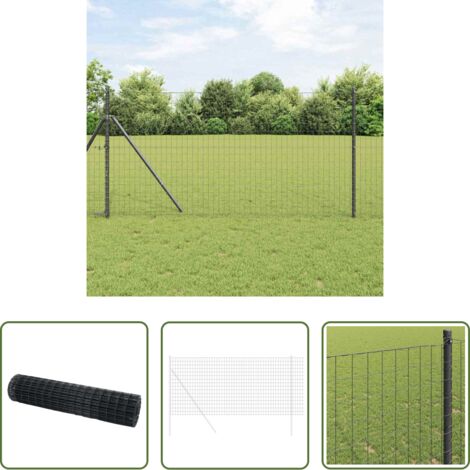vidaXL Clôture en PVC - Clôture Euro Gris 1,2 x 25 m Fer revêtu de PVC