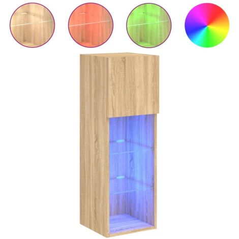 Meuble TV pour petit salon vidaXL chêne sonoma et LED bois robuste ...