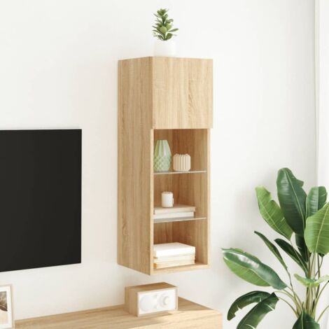 Meuble TV pour petit salon vidaXL chêne sonoma et LED bois robuste ...