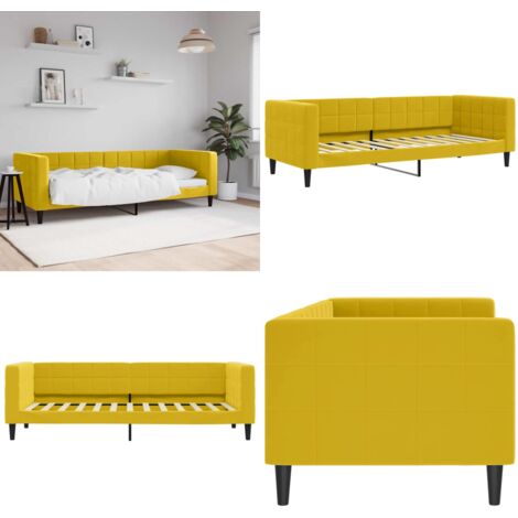 Canapé lit de repos velours jaune 80x200 cm structure robuste et douce ...