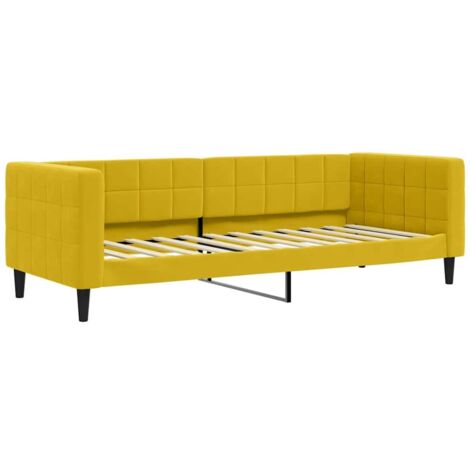 Canapé lit de repos velours jaune 80x200 cm structure robuste et douce ...
