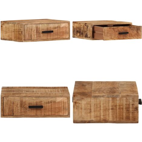 Table de chevet murale 40x30x13,5 cm bois de manguier massif - Bois de ...