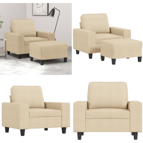 Canapé avec repose-pied tissu crème 60 cm de large fauteuil scandi ...