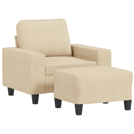 Canapé avec repose-pied tissu crème 60 cm de large fauteuil scandi ...