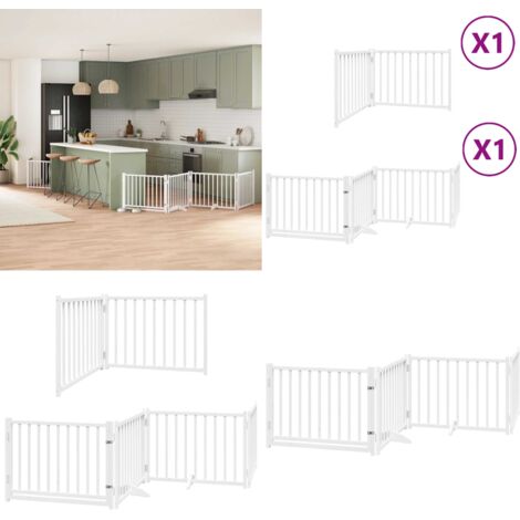 Barrière de sécurité pour chien avec porte en bois blanc 6 panneaux ...