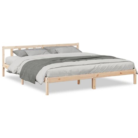 Lit en pin massif 200x220 cm structure de lit double extra longue ...