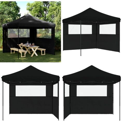 Tente de réception pliable escamotable 2 parois latérales noir - Tente ...