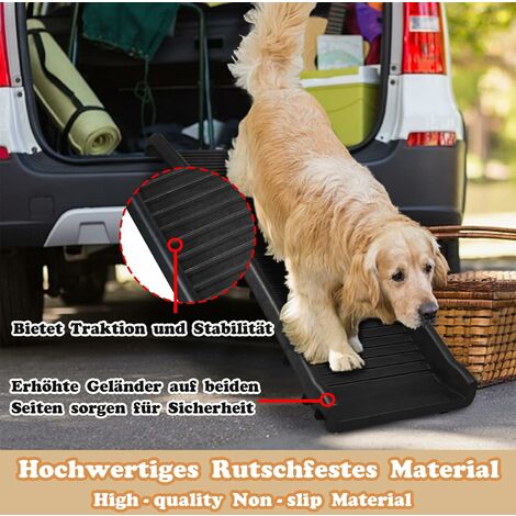 Hunderampe Auto Klappbar Hundetreppe Kunststoff Haustierrampe 156 x 40cm, Anti-Rutsch ...