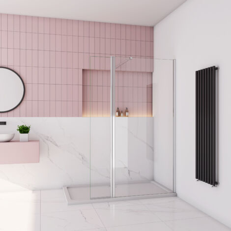 AICA Walk in Duschkabine 120x200cm Duschwand mit 30x200cm Flipper Panel ...