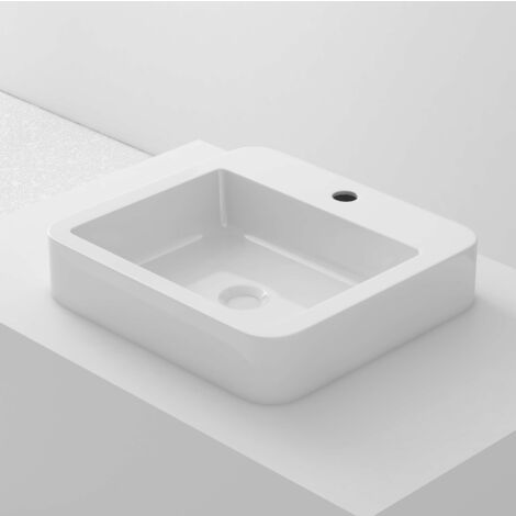 Vasque rectangulaire à poser céramique blanche LINARES pour meuble ...