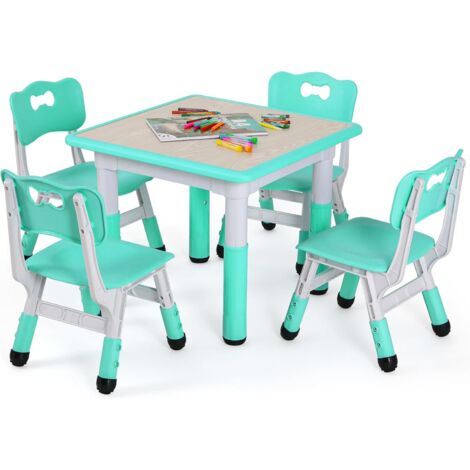 Tlgreen Table carrée pour enfant avec 4 chaises, ensemble de sièges ...