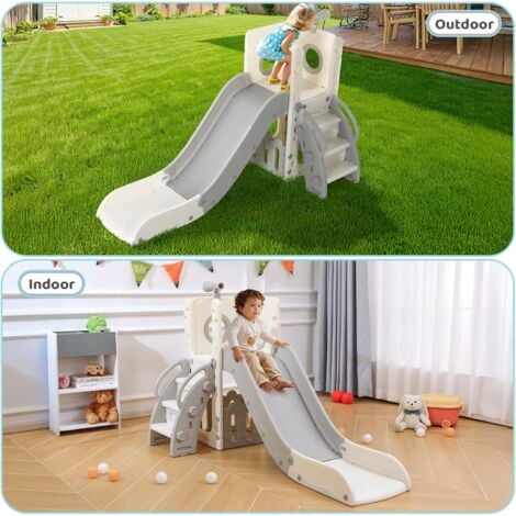 Toboggan Bebe Exterieur/Interieur Enfant, 4 en 1 Toboggan Autoportant ...