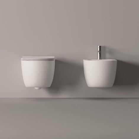 Vaso Sospeso Rimless Unica 55 - Alice, Bianco Opaco-Coprivaso Slim