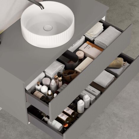 Mobile bagno sospeso cannettato 100 cm Grigio Londra per Lavabo d ...