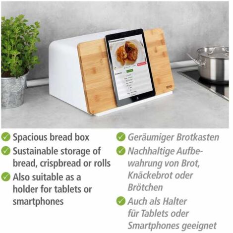 WENKO Scatola per il pane con coperchio in bambù Kubo bianco ...