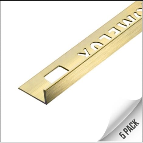 Homelux Brushed Gold Straight Edge Tile Trim for tiles up to 9mm - Pack of 5 x 2.5m Trims