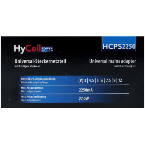 HyCell 1201-0009 Steckernetzteil, einstellbar 3 V/DC, 4.5 V/DC, 5 V/DC ...