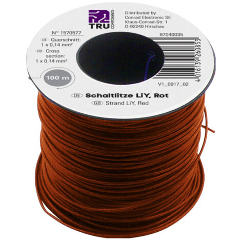TRU COMPONENTS 1570577 Litze LiY 1 x 0.14 mm² Rot 100 m