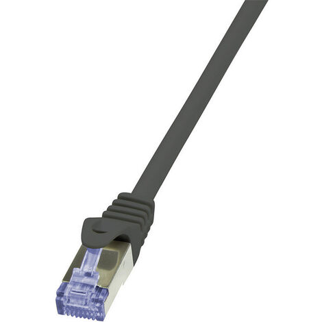 LogiLink CQ3083S RJ45 Netzwerkkabel, Patchkabel CAT 6a S/FTP 7.50 m Schwarz Flammwidrig, mit Rastnas