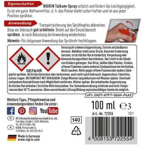 NIGRIN Talkum Spray 100ml