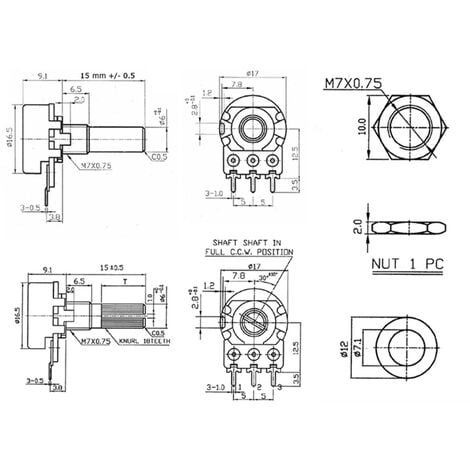 Alpha RV16AF-20-15K-B5K RV16AF20KB5KM Dreh-Potentiometer Mono 200 mW 5 ...