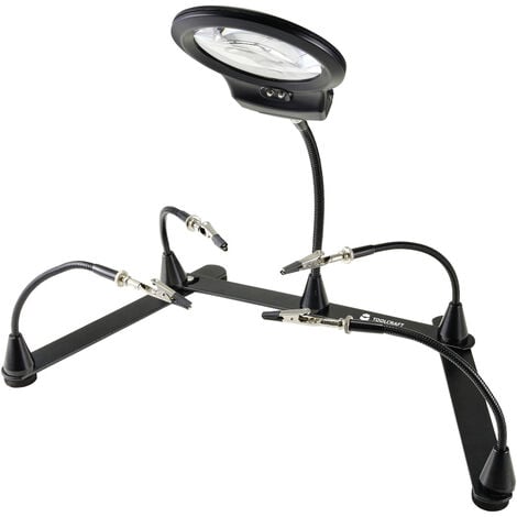 TOOLCRAFT AT-430 Dritte Hand mit Lupe (Ø x H) 90 mm x 365 mm 1 St.