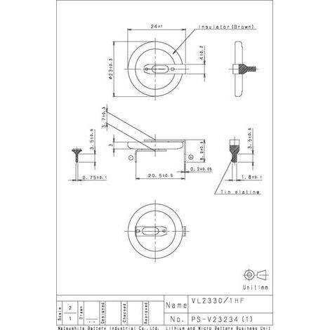 Panasonic VL2330-1HFE Knopfzellen-Akku VL 2330 Lithium 50 mAh 3 V 1 St.